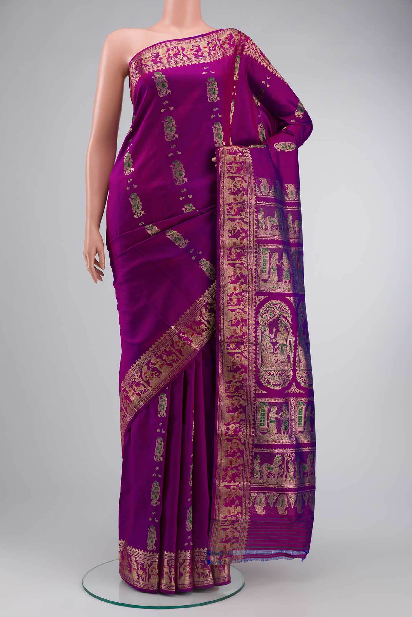 Purple Baluchari Silk Saree – Nalli Silk Sarees Pvt Ltd