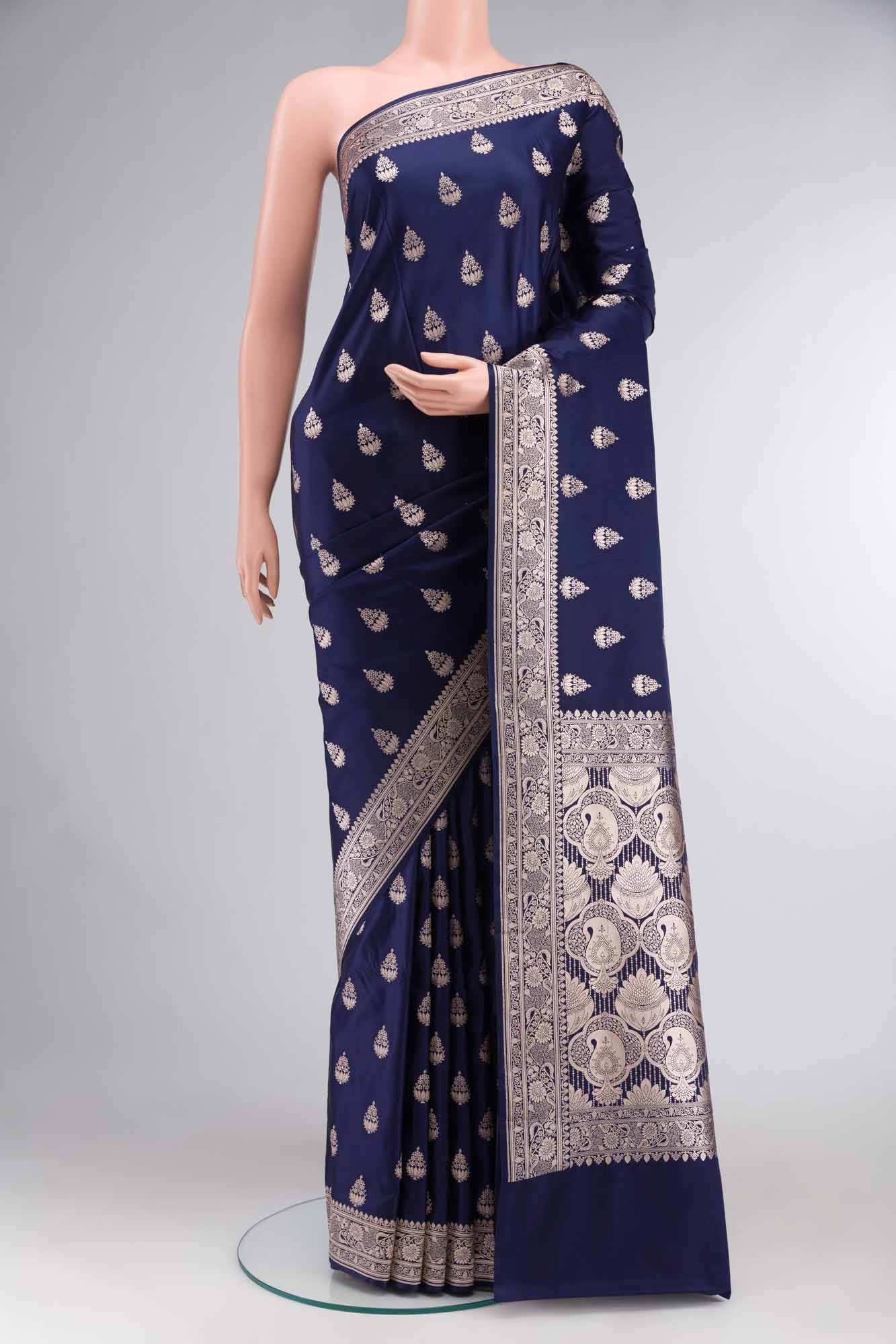 Navy Blue Banarasi Silk Saree – Nalli Silk Sarees Pvt Ltd