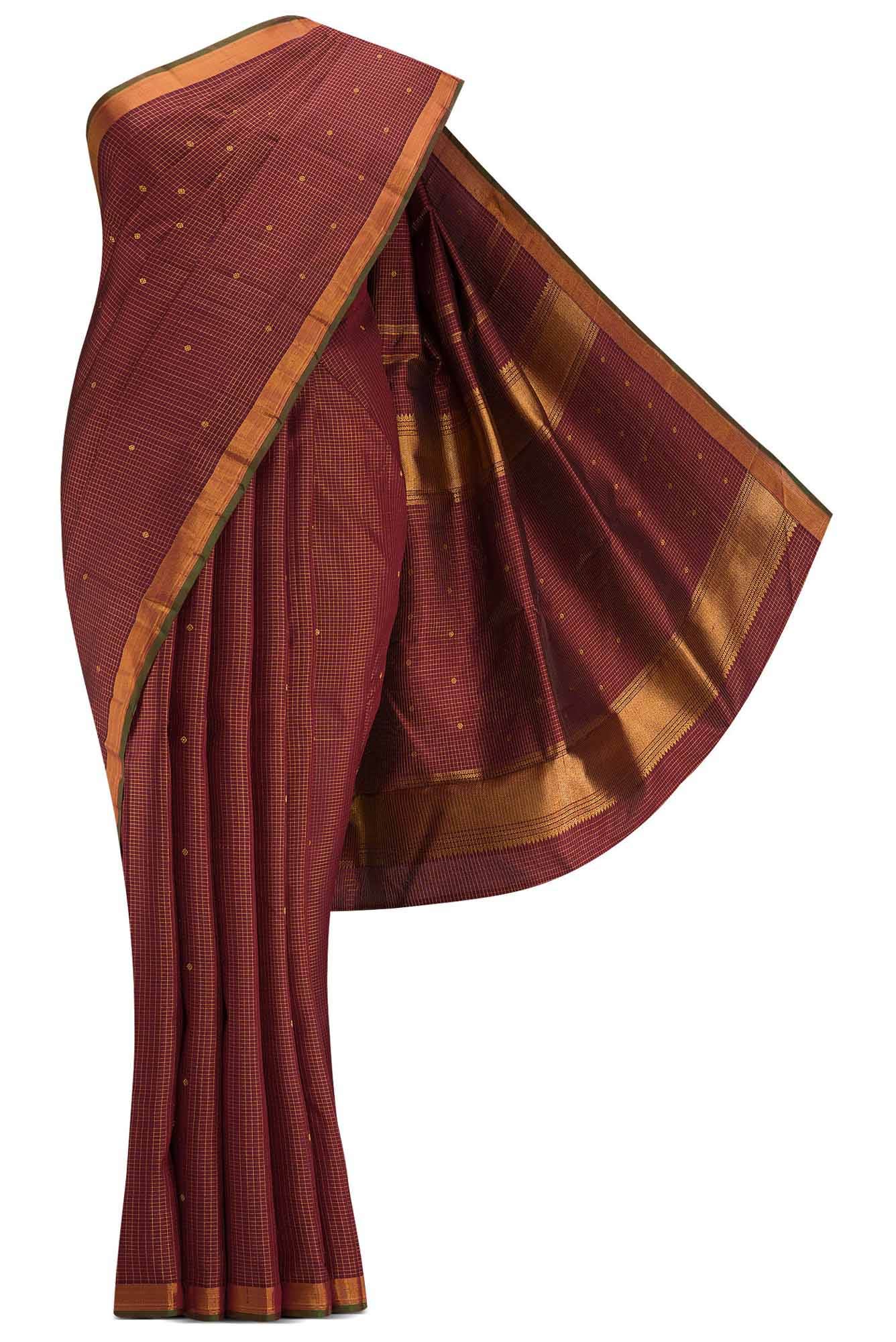 Maroon Dual Tone Kanchipuram Silk Saree – Nalli Silk Sarees Pvt Ltd