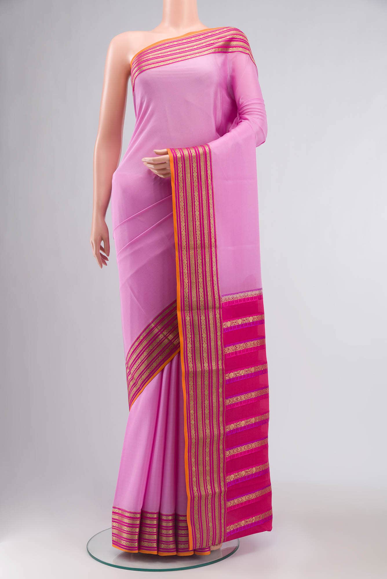 Rose pink Mysore Crepe Saree – Nalli Silk Sarees Pvt Ltd