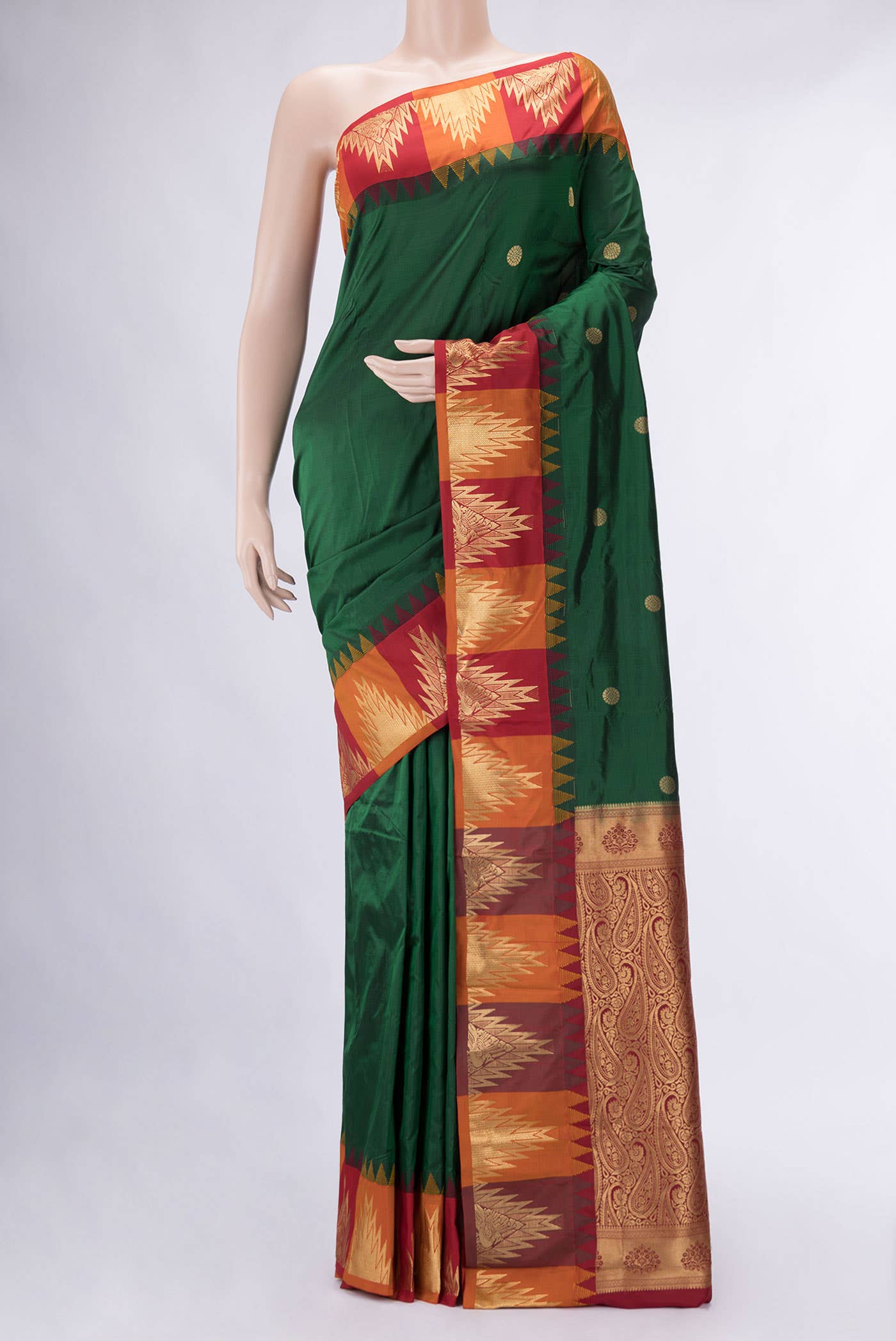 Bottle Green Dual Tone Kanchipuram Silk Saree – Nalli Silk Sarees Pvt Ltd